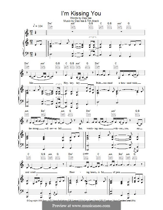 I'm Kissing You por Des'ree, T. Atack - Partituras on músicaNeo