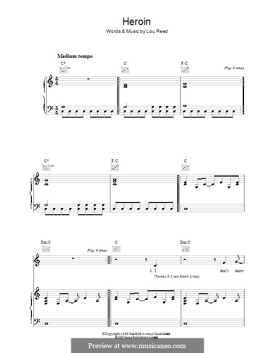 Heroin (The Velvet Underground) por L. Reed - Partituras on músicaNeo