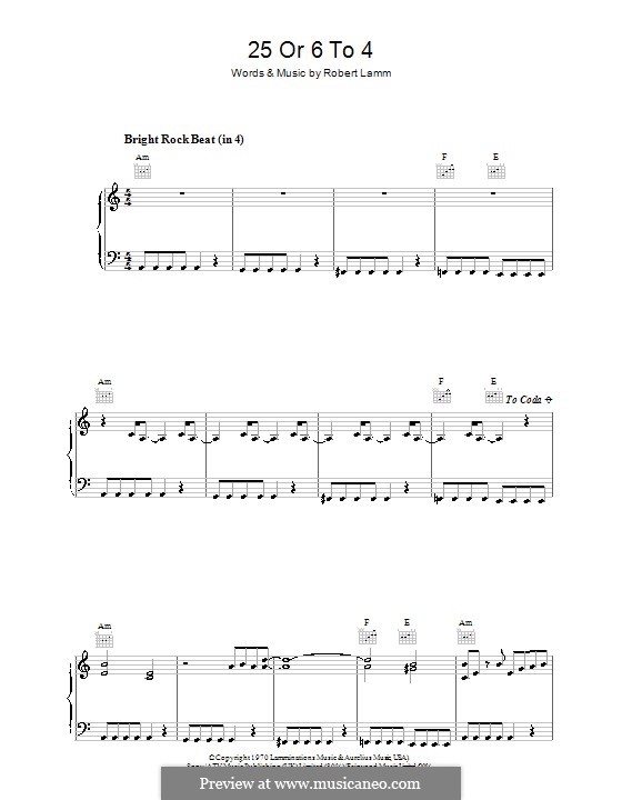 25 or 6 to 4 (Chicago) por R. Lamm - Partituras on músicaNeo