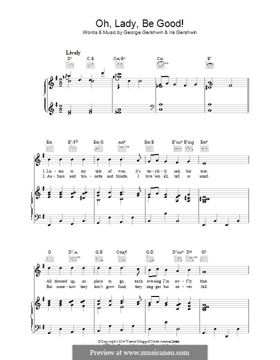 Oh, Lady, Be Good por G. Gershwin - Partituras on músicaNeo