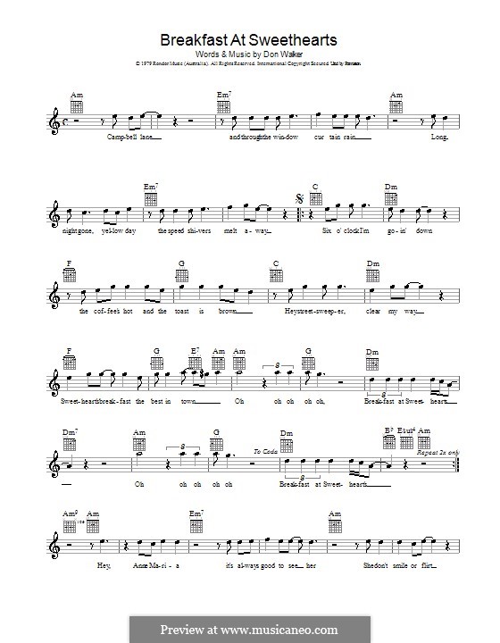 Breakfast at Sweethearts (Cold Chisel) por D. Walker em músicaNeo