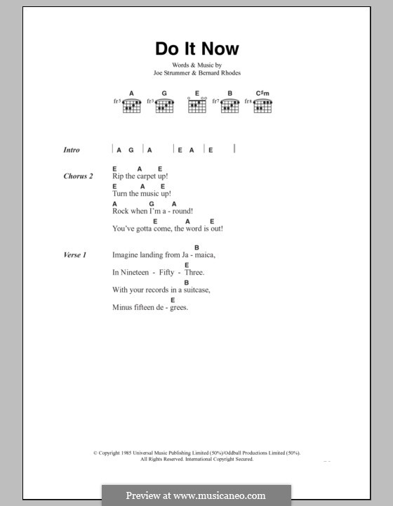 Do It Now (The Clash) por B. Rhodes, J. Strummer - Partituras on músicaNeo