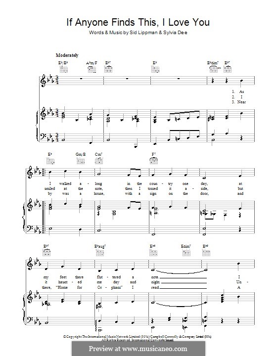 If Anyone Finds, This I Love You (Ruby Murray) por S. Lippman, S. Dee ...