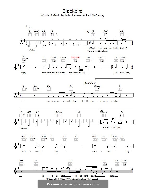Blackbird The Beatles Por J Lennon P Mccartney Em Músicaneo