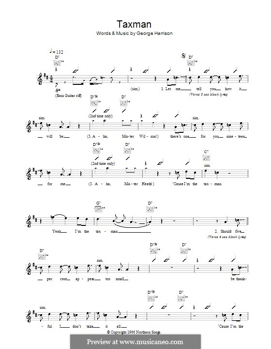Taxman (The Beatles) por G. Harrison - Partituras on músicaNeo