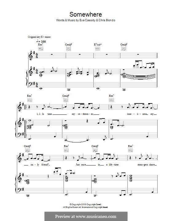 Somewhere (Eva Cassidy) por C. Biondo - Partituras on músicaNeo