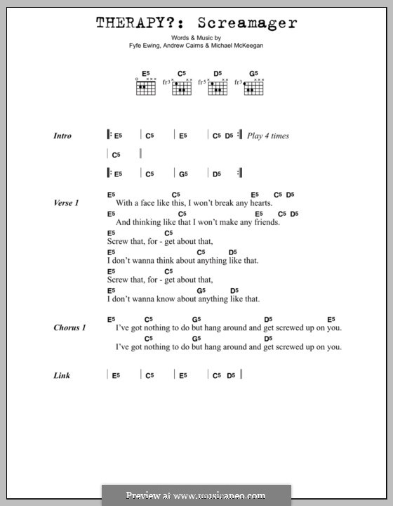 Screamager (Therapy?) por A. Cairns, F. Ewing, M. McKeegan em músicaNeo