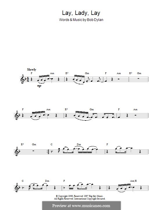 Lay Lady Lay por B. Dylan - Partituras on músicaNeo