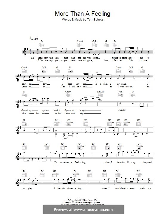 More Than a Feeling (Boston) por T. Scholz - Partituras on músicaNeo