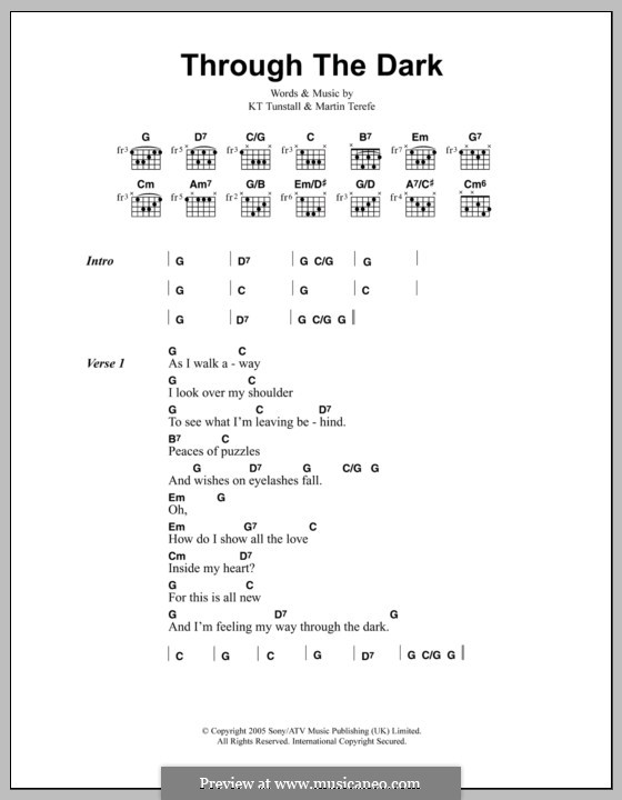 Through the Dark por KT Tunstall, M. Terefe - Partituras on músicaNeo
