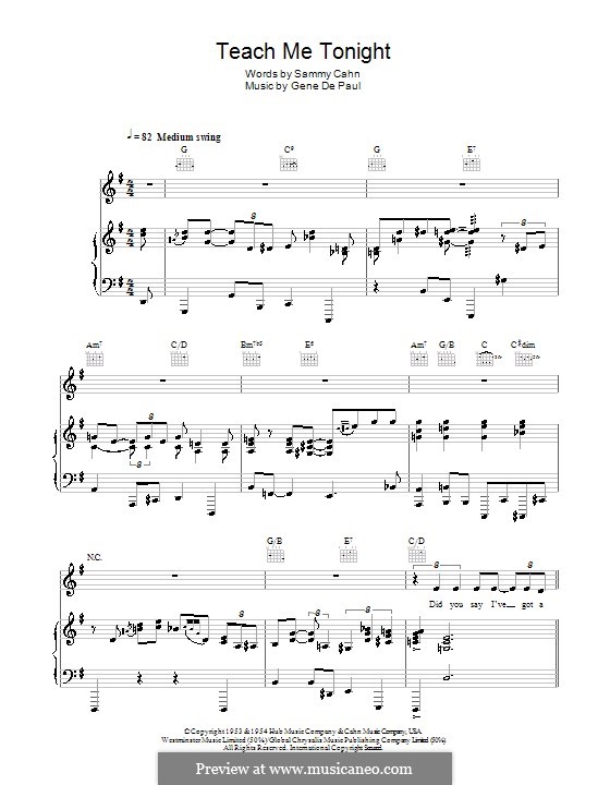 Teach Me Tonight (Frank Sinatra) por G.d. Paul - Partituras on músicaNeo