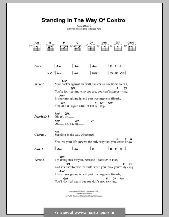 Standing in the Way of Control (The Gossip) por Beth Ditto, H. Blilie ...