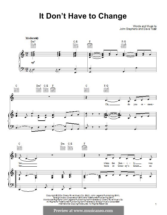 It Don't Have to Change (John Legend) por D. Tozer, J. Stephens em ...