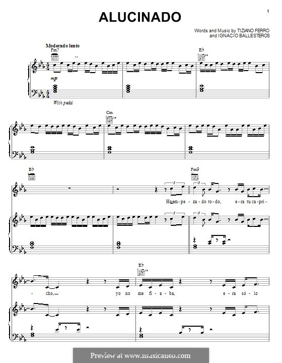 Alucinado (Tiziano Ferro) por I. Ballesteros - Partituras on músicaNeo