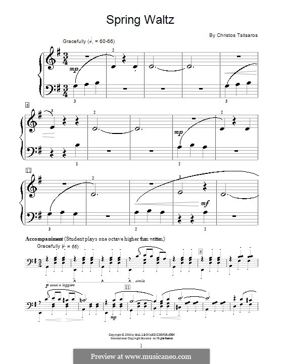 Spring Waltz por C. Tsitsaros - Partituras on músicaNeo