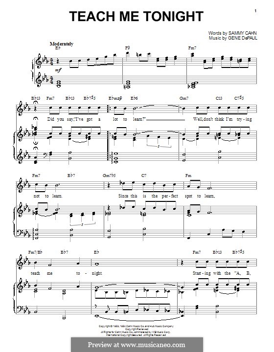 Teach Me Tonight (Frank Sinatra) por G.d. Paul - Partituras on músicaNeo