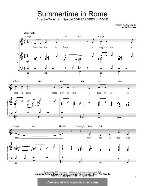 Summertime in Rome por L. Bricusse - Partituras on músicaNeo
