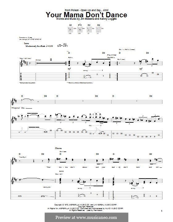 Your Mama Don't Dance por J. Messina, K. Loggins - Partituras on músicaNeo