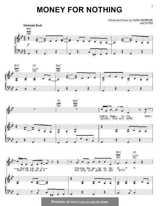 Money for Nothing por Sting, M. Knopfler - Partituras on músicaNeo
