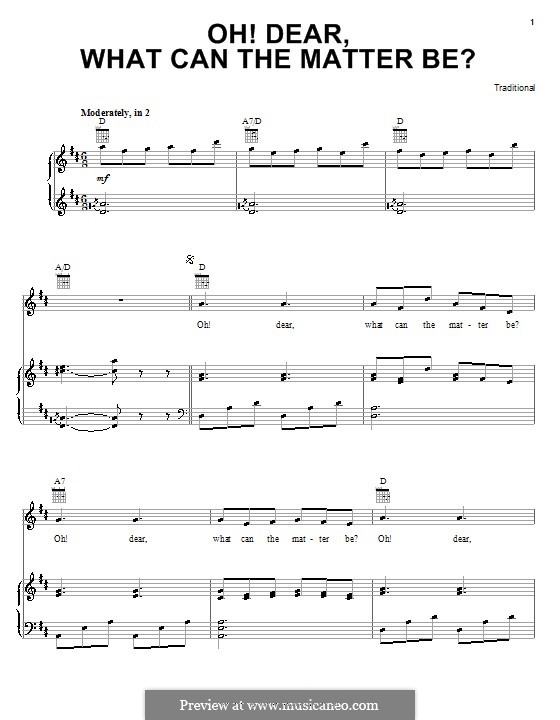 Oh Dear What Can the Matter Be? por folklore - Partituras on músicaNeo