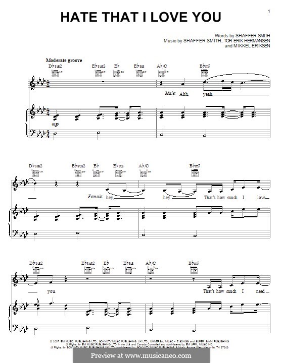 Hate That I Love You (Rihanna featuring Ne-Yo) por M.S. Eriksen, Ne-Yo ...