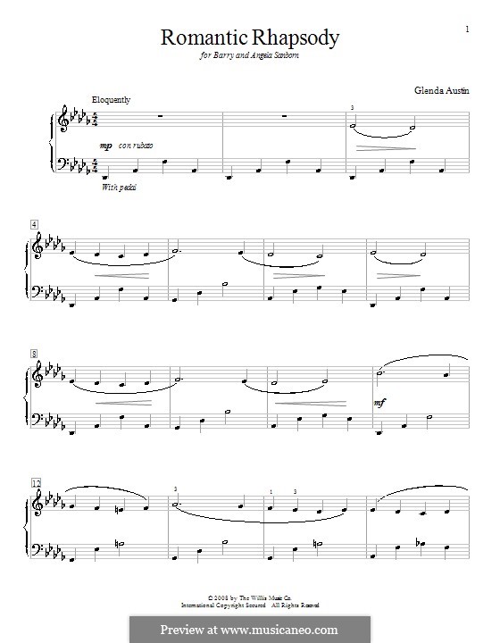 Romantic Rhapsody por G. Austin - Partituras on músicaNeo