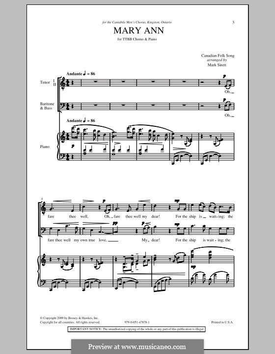 Mary Ann por folklore - Partituras on músicaNeo