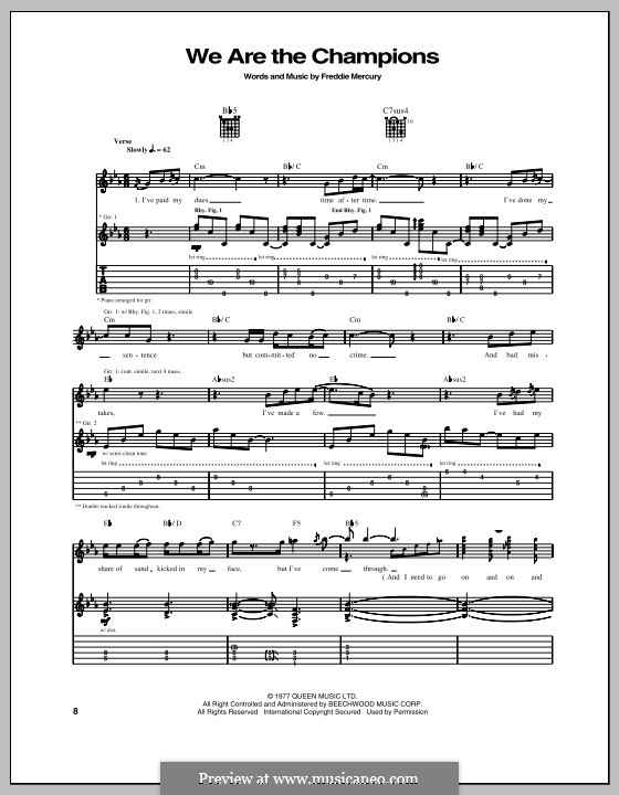 We are the Champions (Queen) por Freddie Mercury - Partituras on músicaNeo