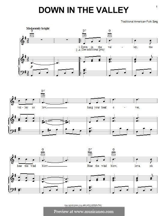 Down in the Valley por folklore - Partituras on músicaNeo