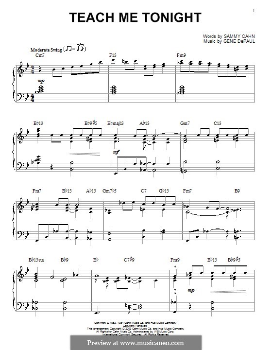 Teach Me Tonight (Frank Sinatra) por G.d. Paul - Partituras on músicaNeo