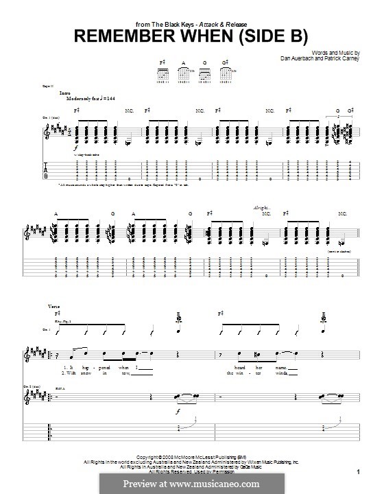 Remember When (Side A) por D. Auerbach, P. Carney - Partituras on músicaNeo