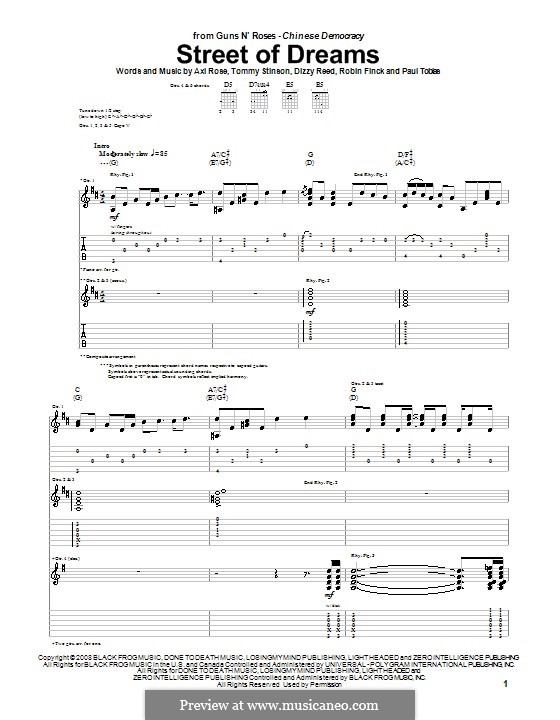 Street of Dreams (Guns N' Roses) por W.A. Rose, D. Reed, P. Tobias, R ...
