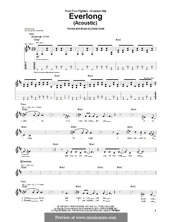 Everlong (Foo Fighters) por D. Grohl - Partituras on músicaNeo