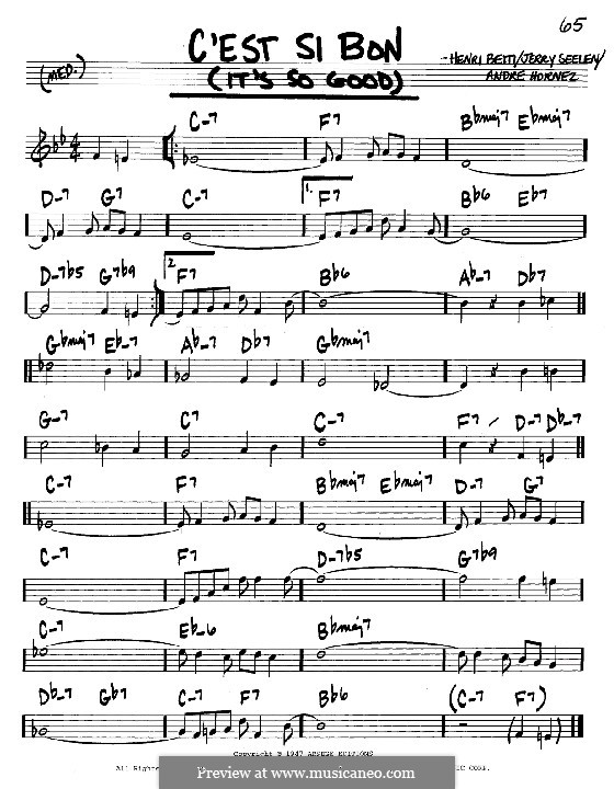 C'est Si Bon (It's So Good) por H. Betti - Partituras on músicaNeo