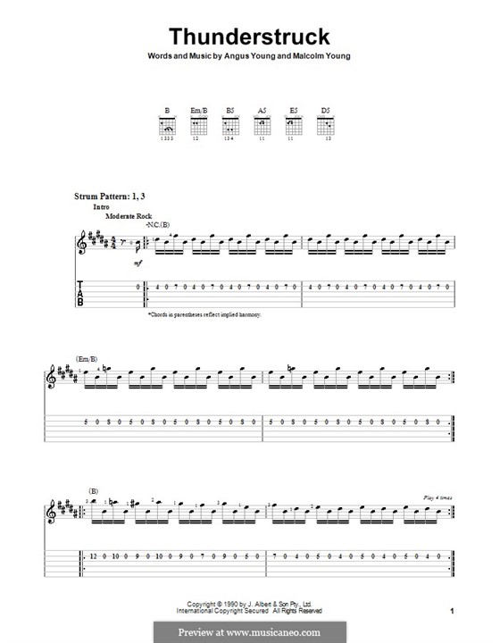 Thunderstruck (AC/DC) por A. Young, M. Young - Partituras on músicaNeo