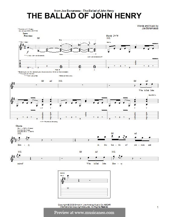 The Ballad of John Henry por J. Bonamassa - Partituras on músicaNeo