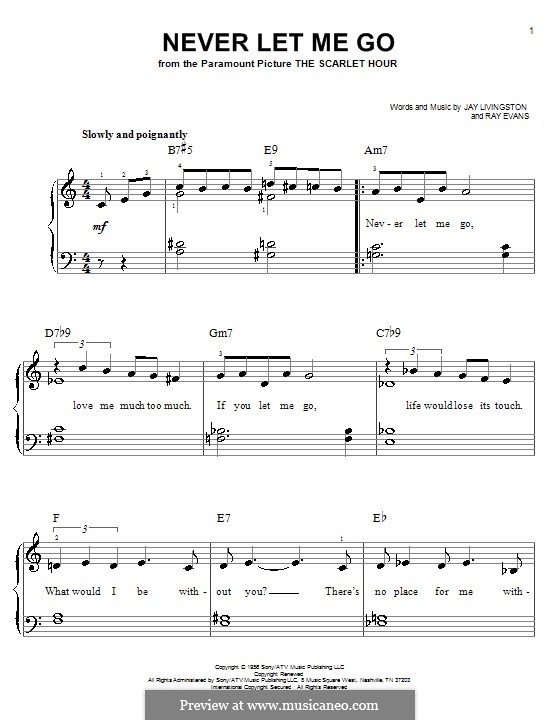 Never Let Me Go por J. Livingston, R. Evans - Partituras on músicaNeo