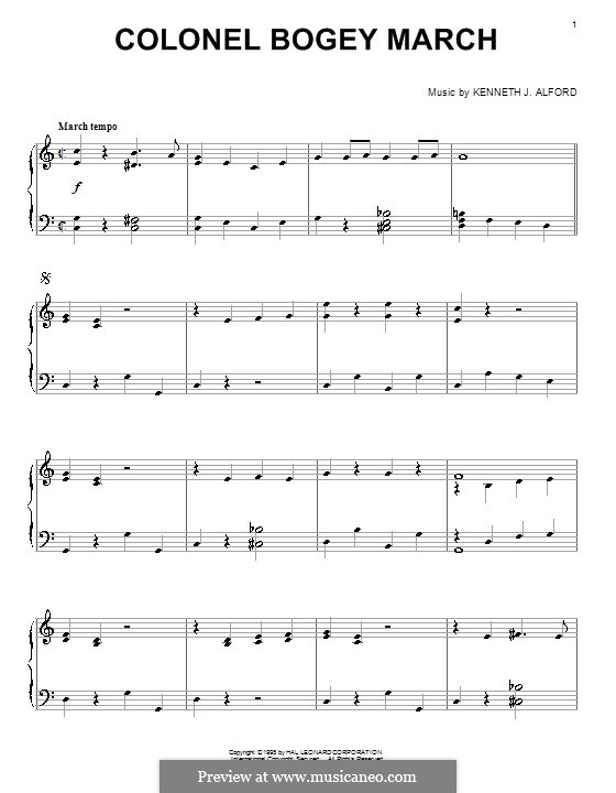 Colonel Bogey March por Kenneth J. Alford - Partituras on músicaNeo