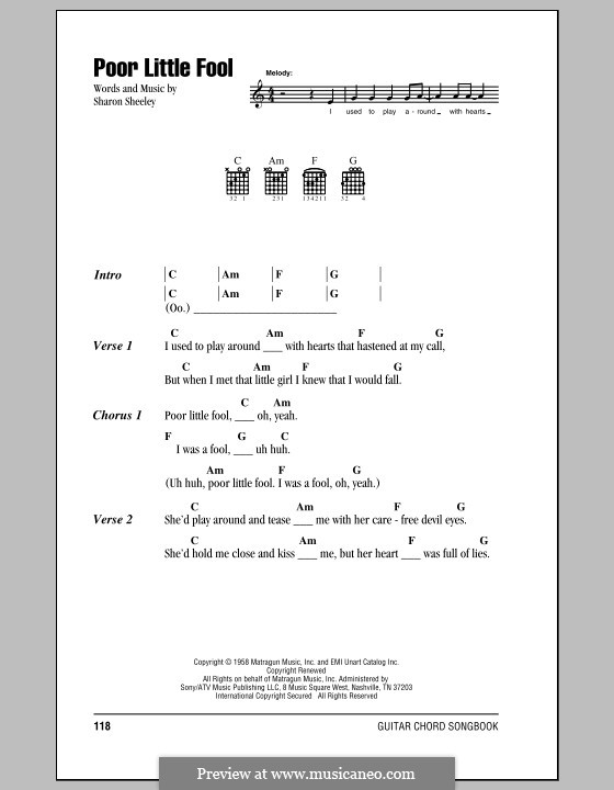 Poor Little Fool por S. Sheeley - Partituras on músicaNeo