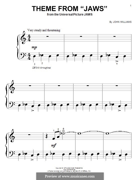 Theme from Jaws por J. Williams - Partituras on músicaNeo