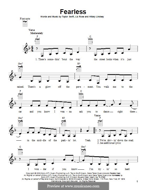 Fearless (Taylor Swift) por H. Lindsey, L. Rose - Partituras on músicaNeo