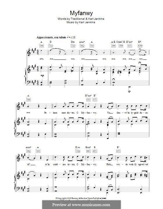 Myfanwy (Rhydian) por K. Jenkins - Partituras on músicaNeo