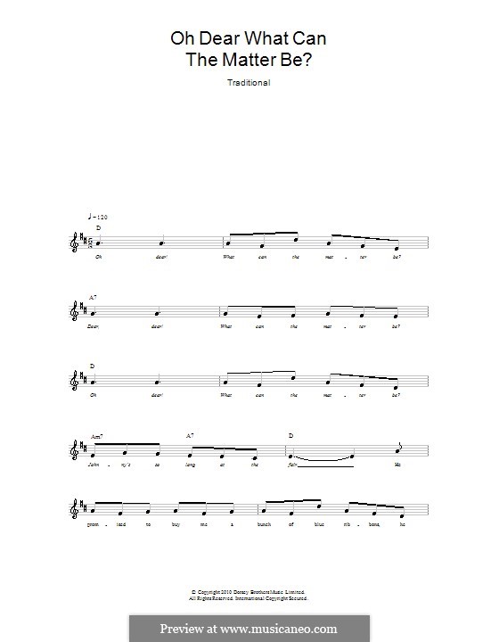 Oh Dear What Can the Matter Be? por folklore - Partituras on músicaNeo