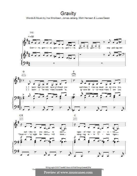Gravity (Pixie Lott) por I. Wroldsen, J. Jeberg, L. Secon, M. Hansen em ...