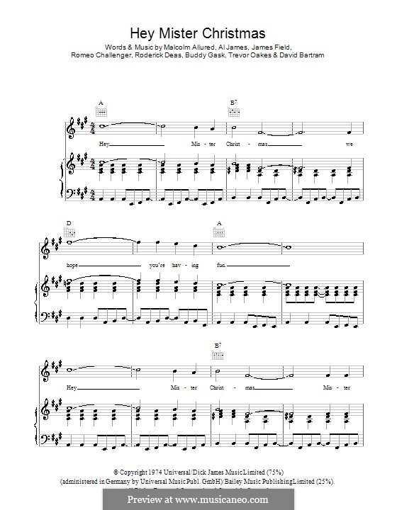 Hey Mr. Christmas (Showaddywaddy) por Alex James, B. Gask, D. Bartram ...