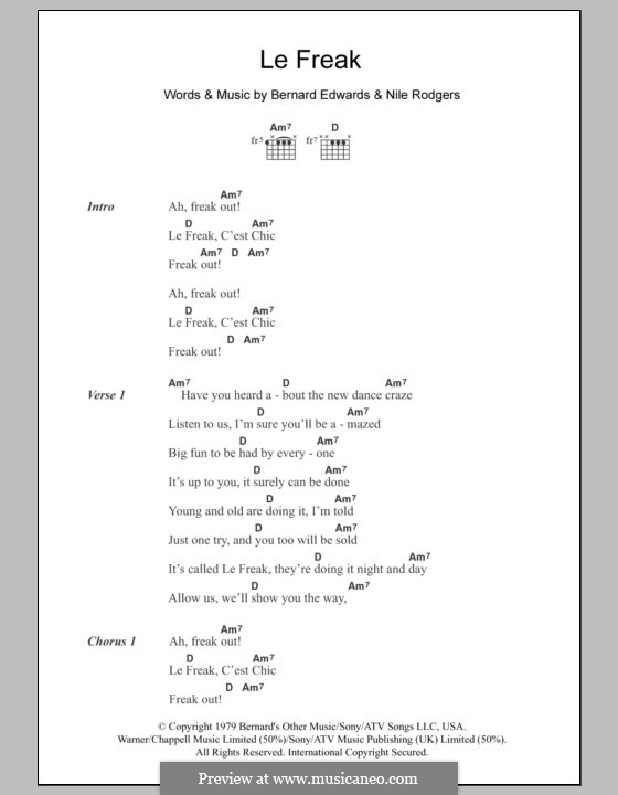 Le Freak (Chic) por B. Edwards, N. Rodgers - Partituras on músicaNeo