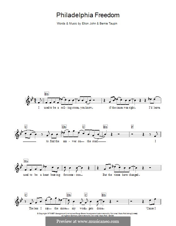Philadelphia Freedom por E. John - Partituras on músicaNeo