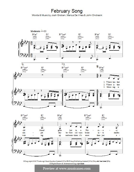 February Song (Josh Groban) por J. Ondrasik, M.D. Vries em músicaNeo