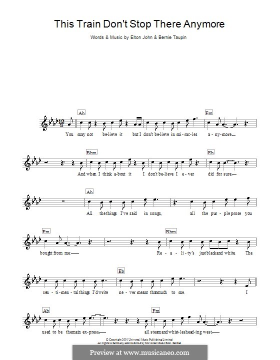 This Train Don't Stop There Anymore por E. John - Partituras on músicaNeo