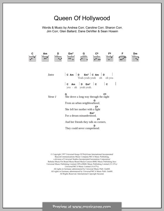 Queen of Hollywood (The Corrs) por A. Corr, C. Corr, D. Deviller, G ...